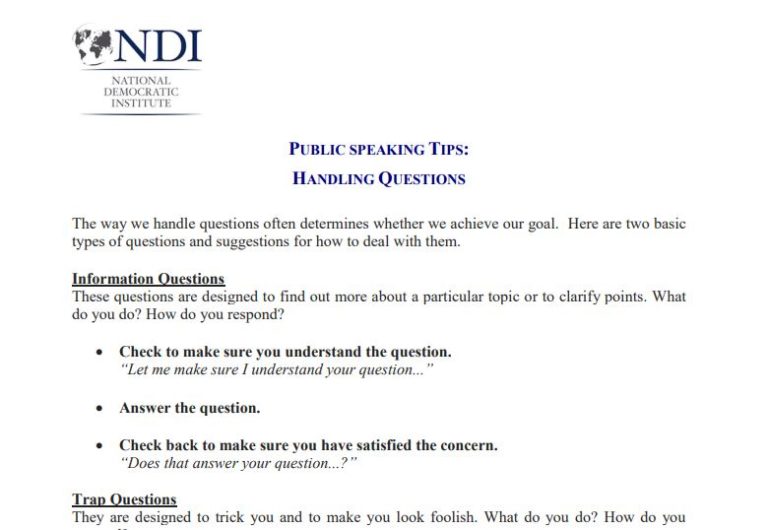 Handling Questions - World Movement for Democracy